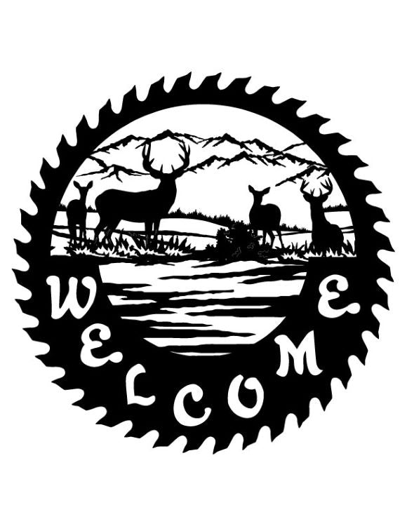 Deer Silhouette Welcome DEER WELCOME SIGN SVG / PDF / DXF